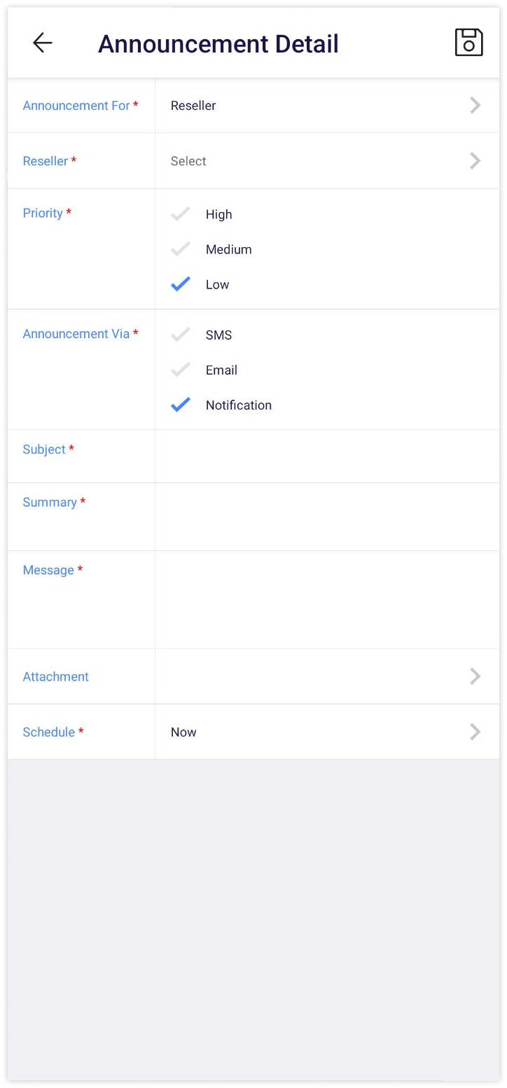 Create Announcement from the Mobile Application